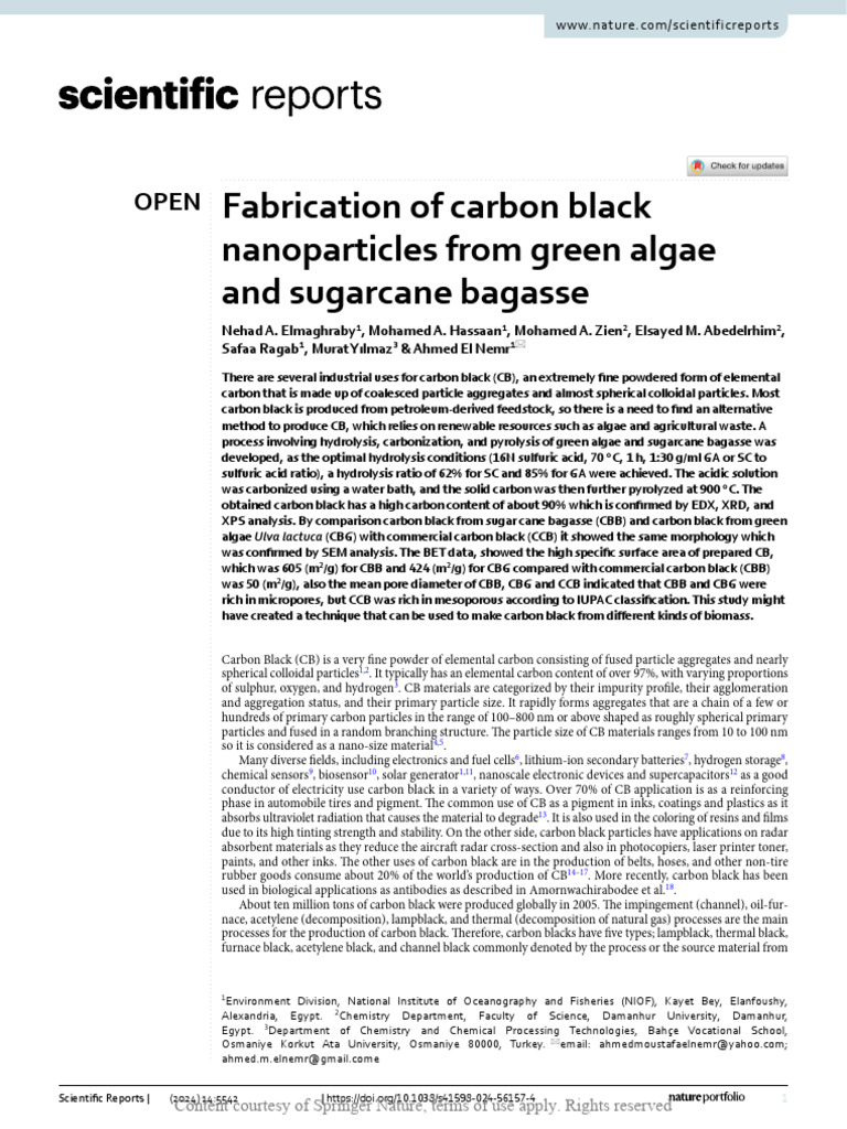 Fabrication of Carbon Black Nanoparticles From GRE | PDF | Adsorption ...
