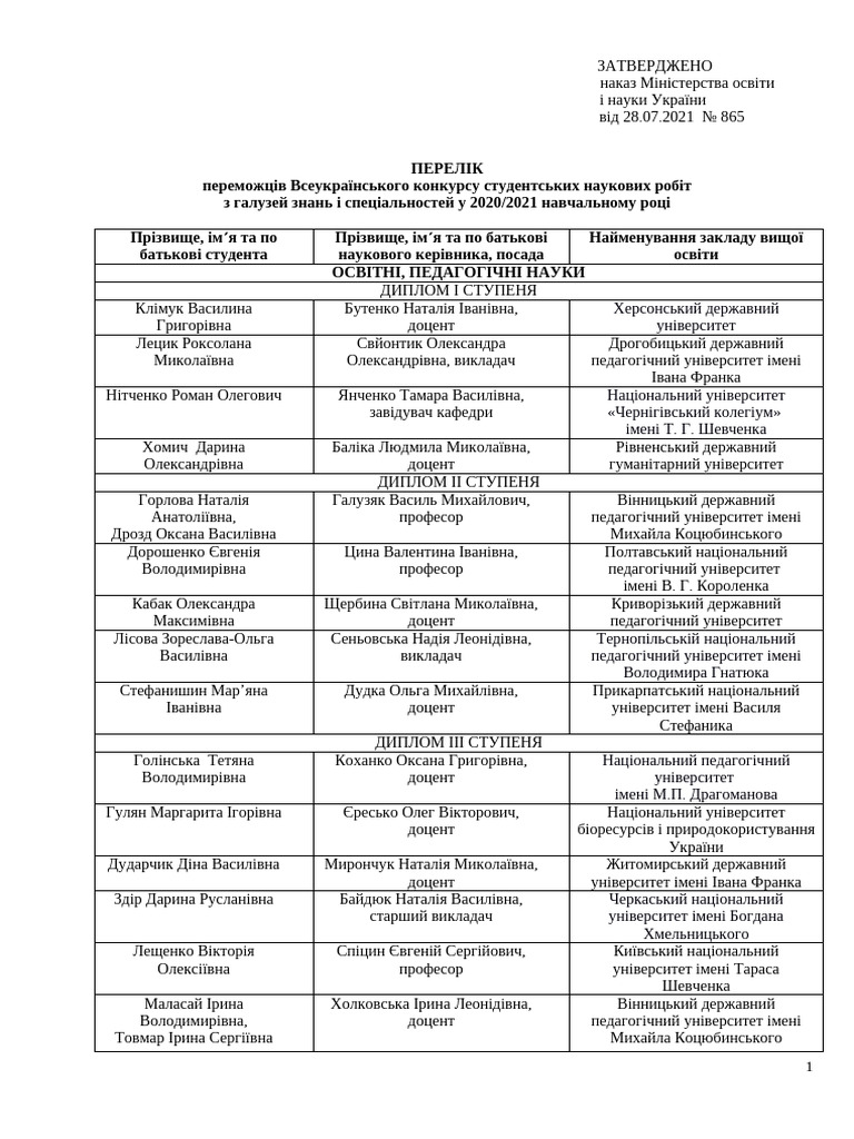 Nakaz MON N865 Dod Peremozhtsi | PDF