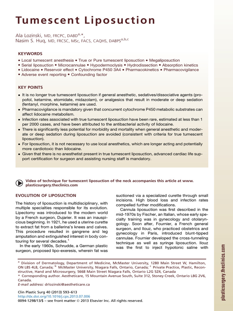 2. Tumescent liposuction | PDF | Anesthesia | Surgery
