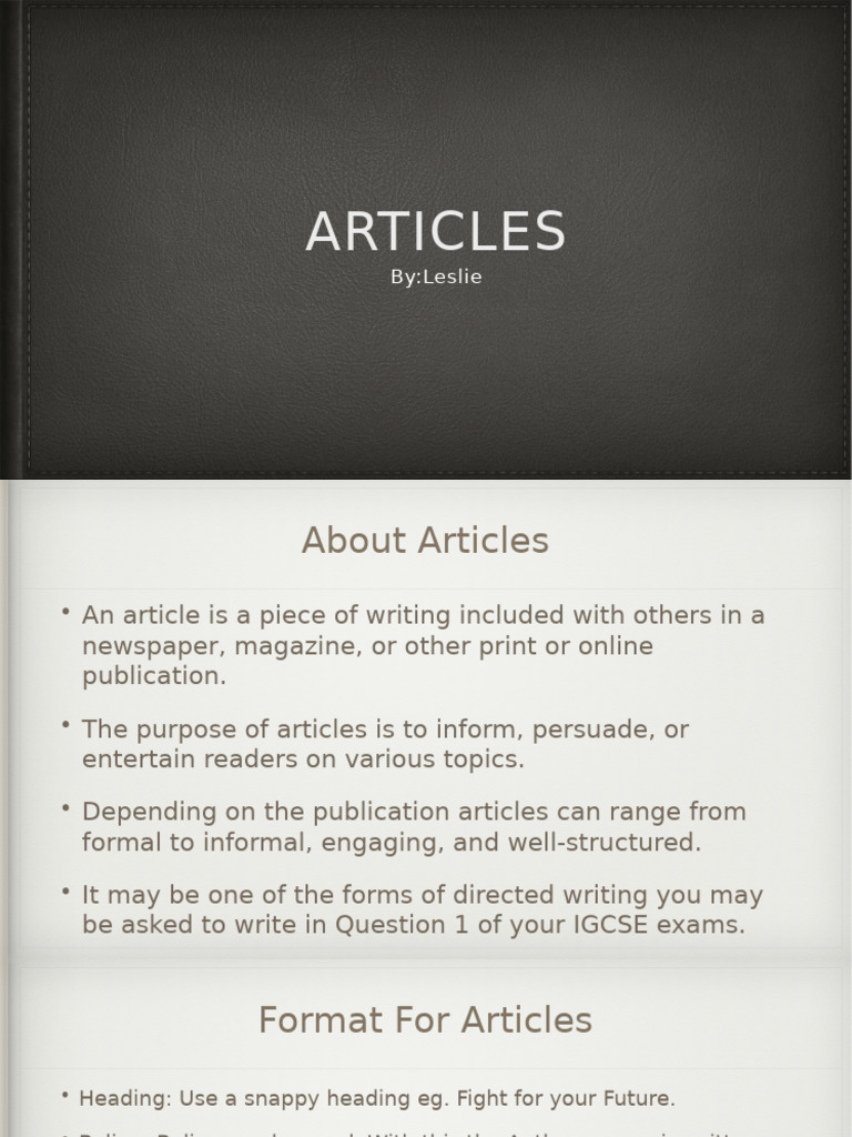 Writing Effective Articles Guide | PDF