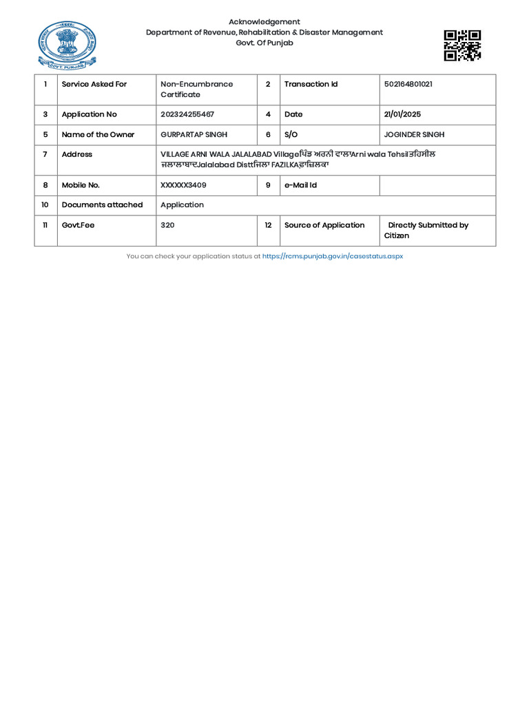 Gurpartap Singh Ec Receipt | PDF