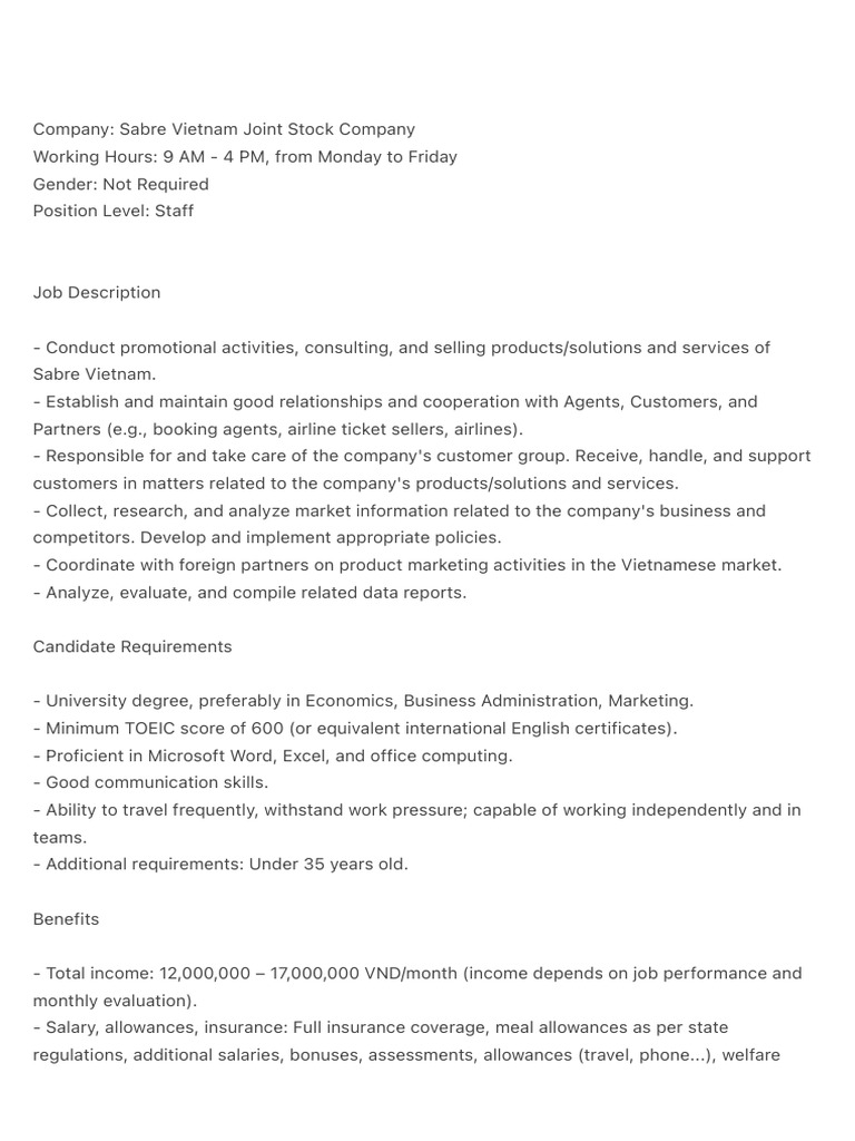 Job Description Business Administration | PDF