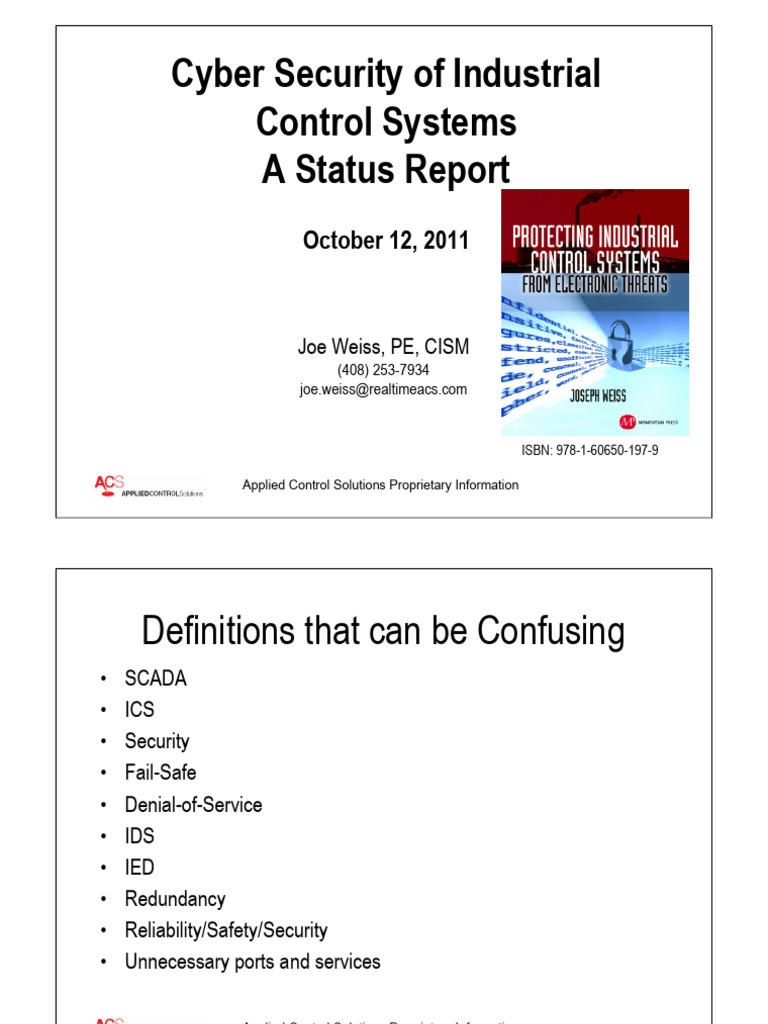 Stanford - CyberSecurity ICS Status Report | PDF | Computer Security | Security