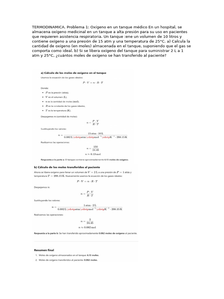 TERMODINÁMICA Ejercicios Resueltos | PDF | Calor | Gases