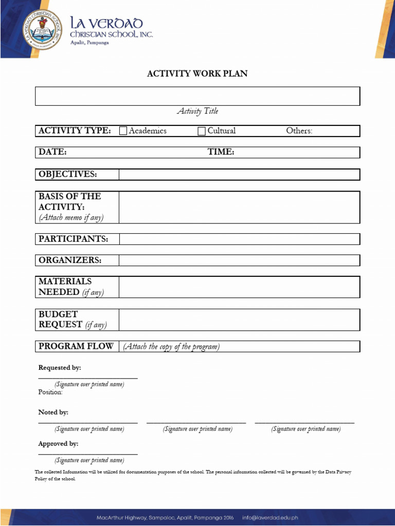 Activity Work Plan Template | PDF