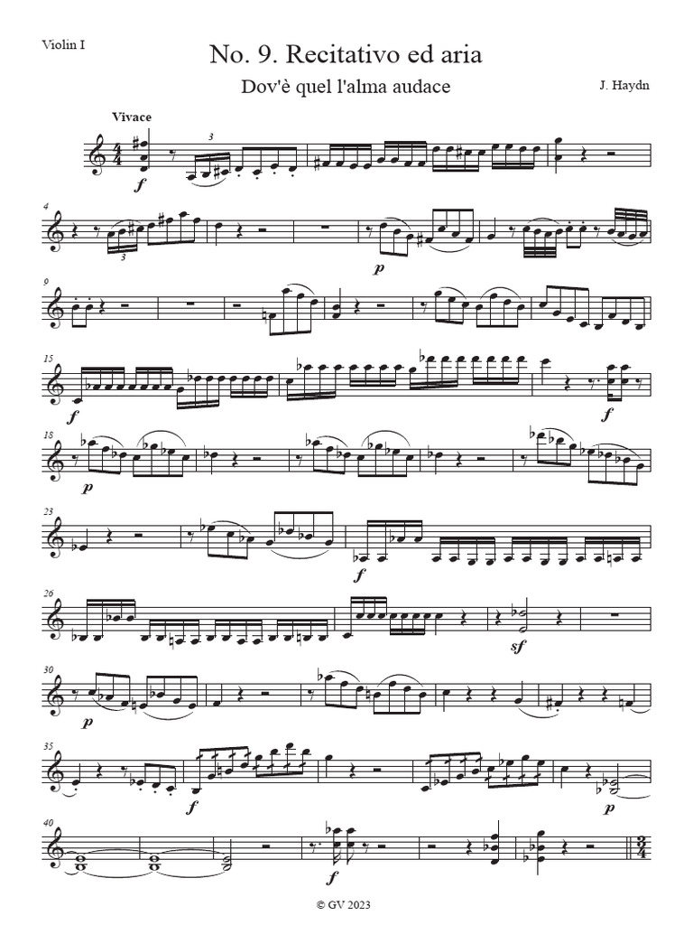 Haydn - Dov'è Quel L'alma - Violin I | PDF | Classical Music