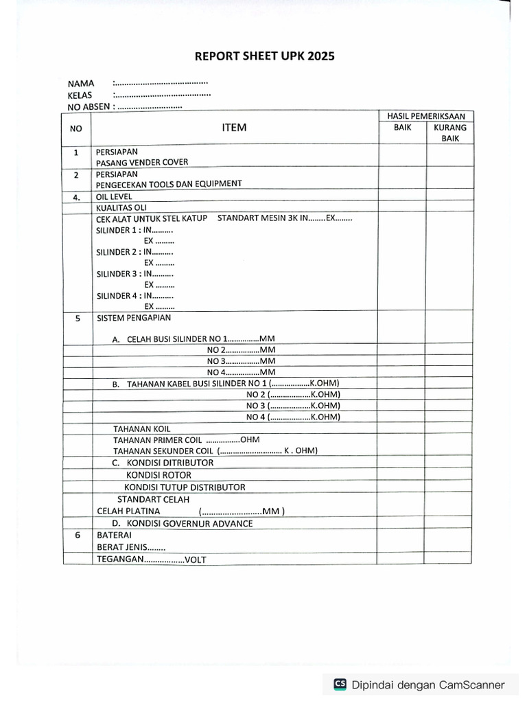 Report Sheet Upk 2025 | PDF