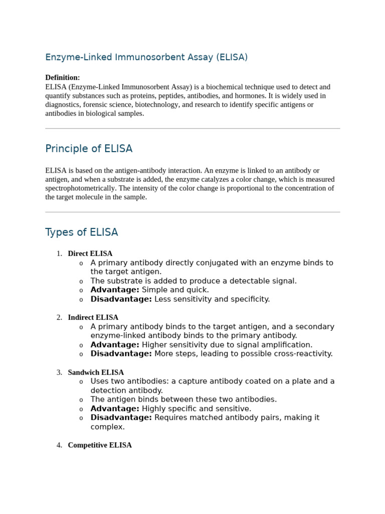 ELISA | PDF | Elisa | Clinical Medicine
