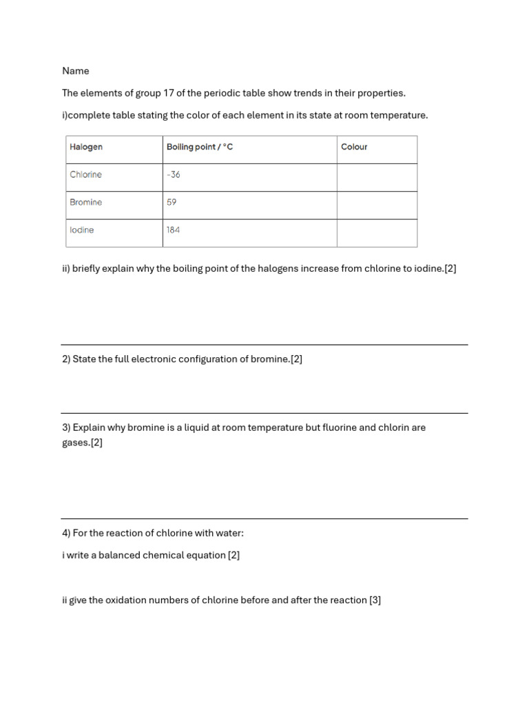 Halogen Properties and Reactions Explained | PDF