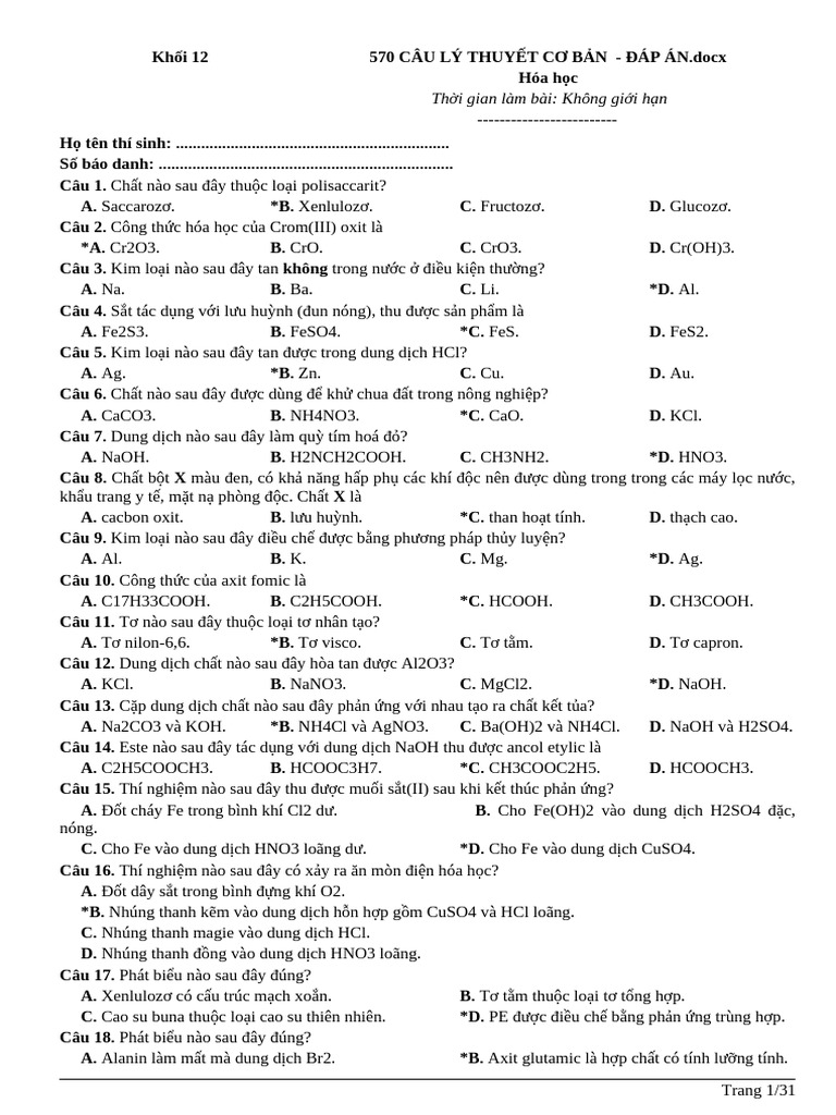 570 CAU LY THUYET CO BAN - DAP AN - Docx 98f405 09 02 2025 | PDF