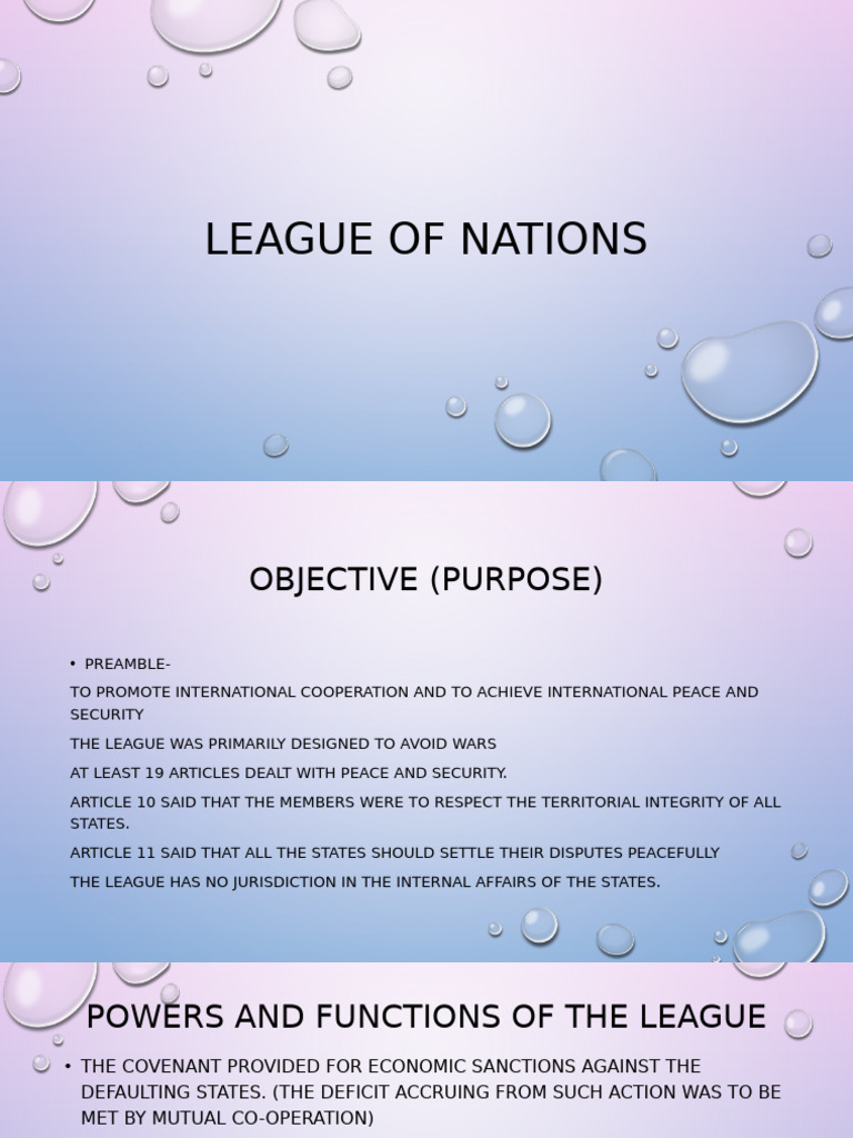 League of Nations: Purpose and Functions | PDF