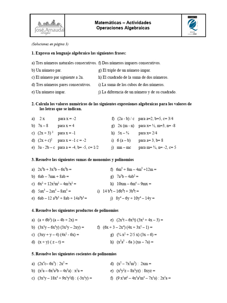 Polinomios Ejercicios Sol | PDF | Matemática Elemental | Álgebra