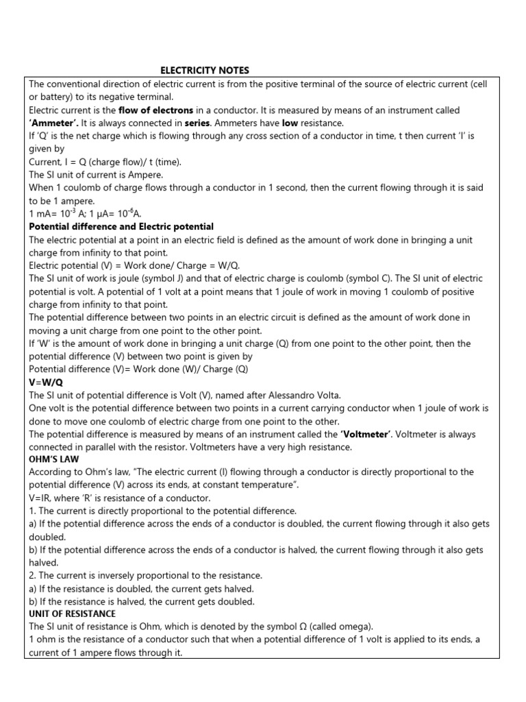 Electricity Basics: Current, Voltage, Resistance | PDF | Voltage ...