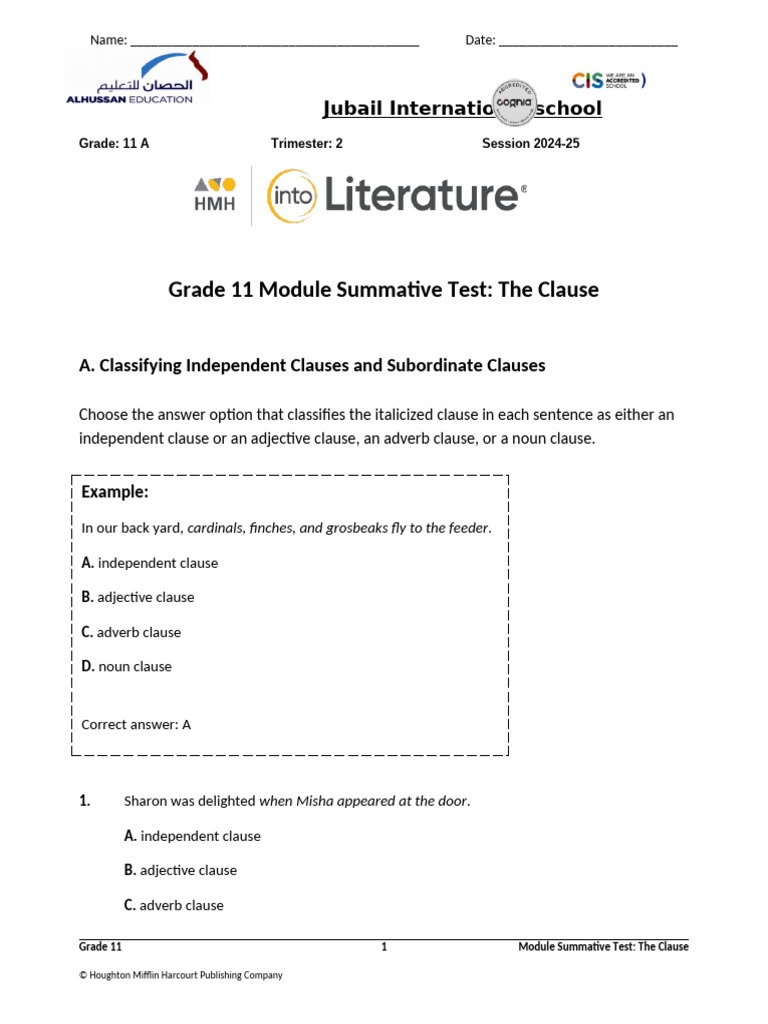 Grammar Revision - The Clause AK | PDF | Adverb | Adjective