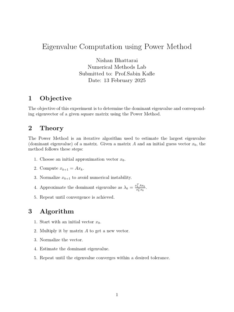 NM Practical 1 | PDF | Eigenvalues And Eigenvectors | Algorithms And Data Structures