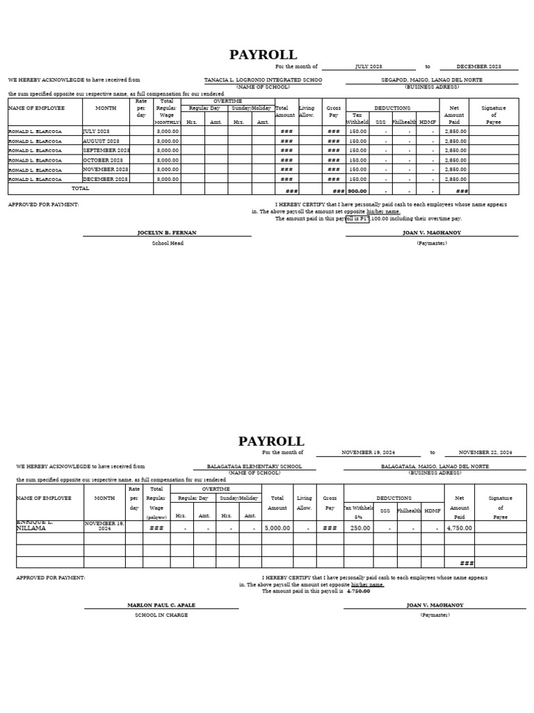 Payroll_Sec-Jan-Lab | PDF | Payroll | Payroll Tax