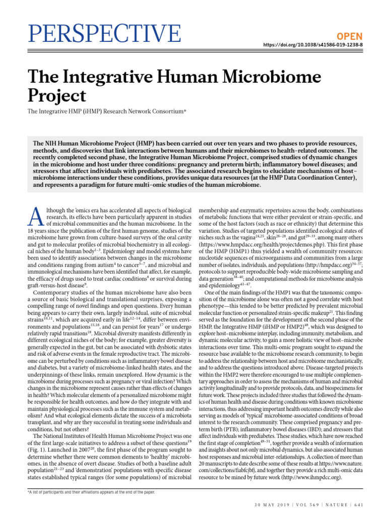 Integrative Human Microbiome Project Insights | PDF | Inflammatory Bowel Disease | Preterm Birth