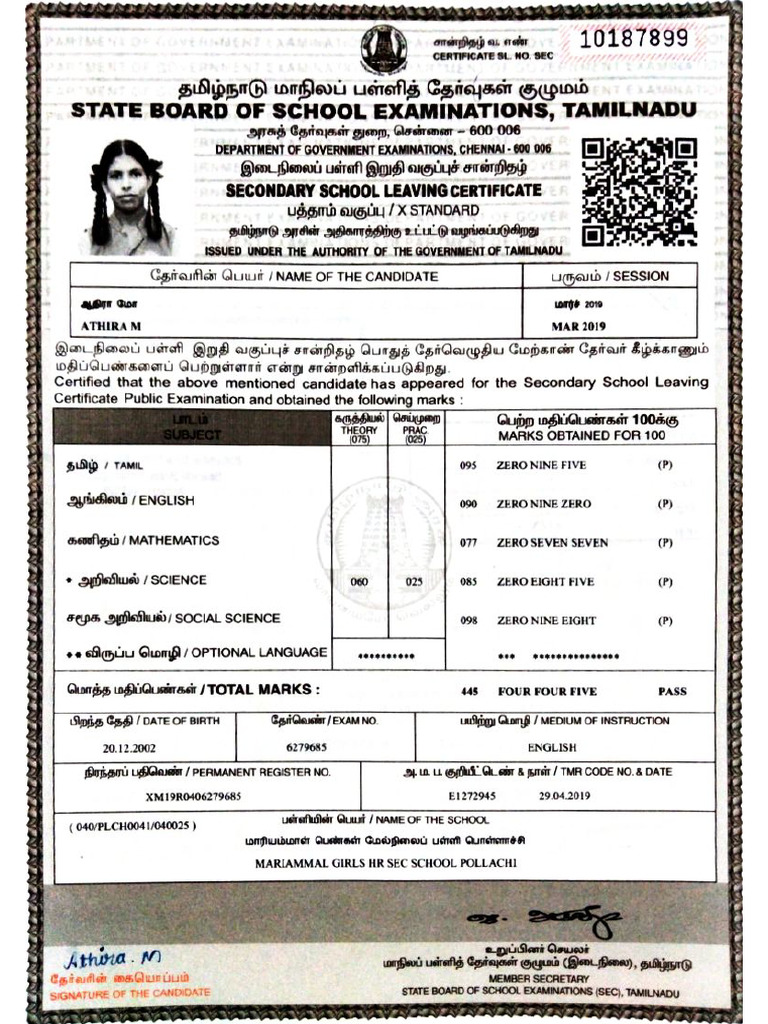 10th Mark Sheet | PDF
