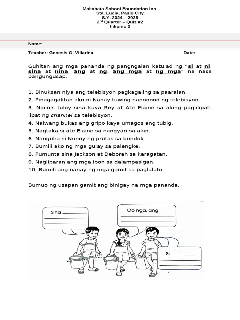 Pananda NG Pangngalan Worksheet | PDF