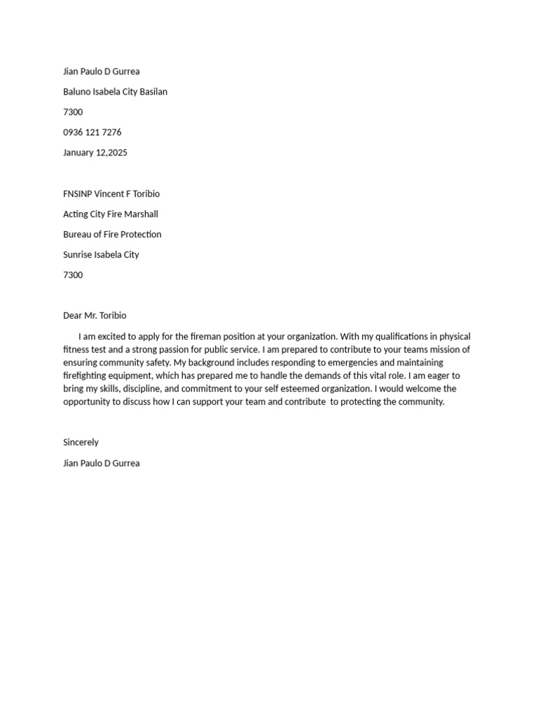 Application Letter | PDF