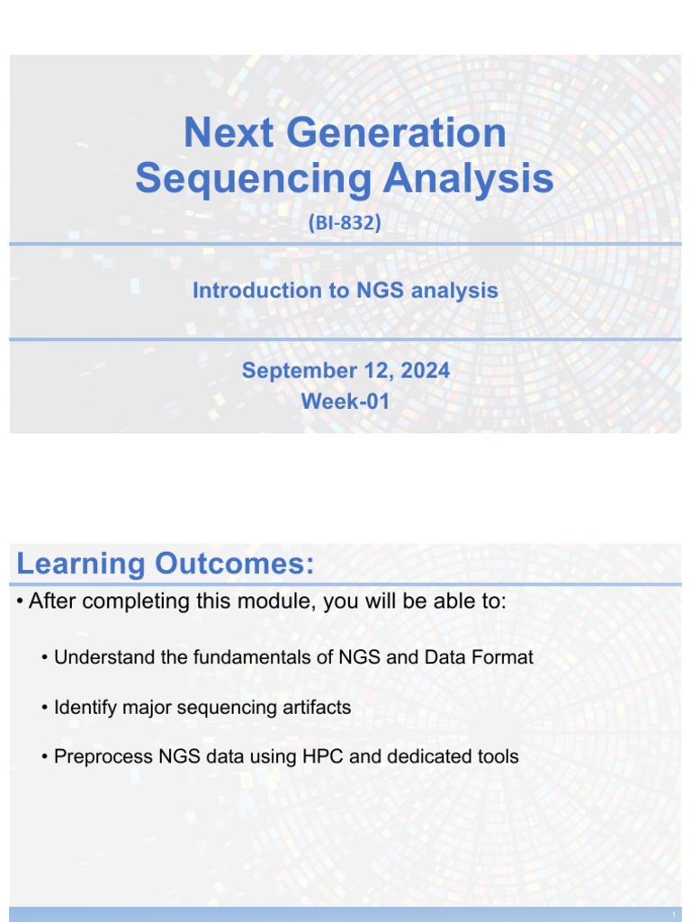 Next Generation Sequencing Analysis Lecture 02. | PDF | Dna Sequencing | Biochemistry