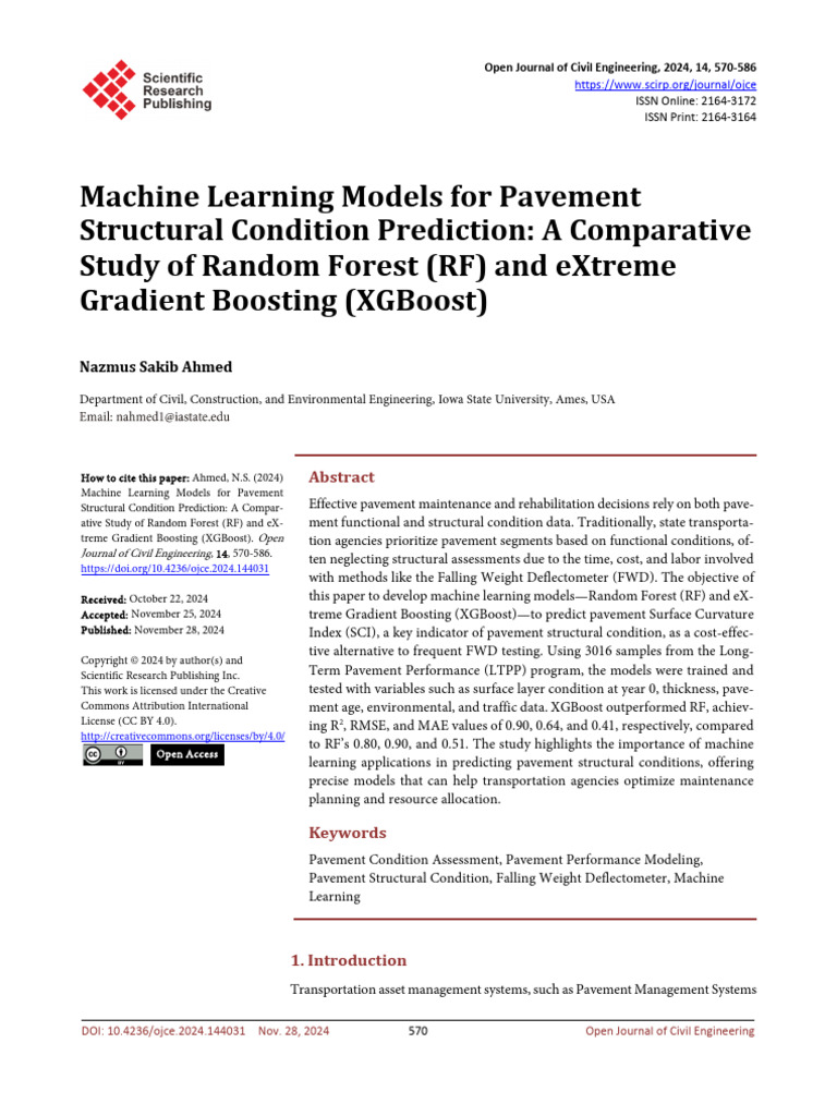 Machine Learning Models for Pavement Structural Condition Prediction A Comparative Study of ...