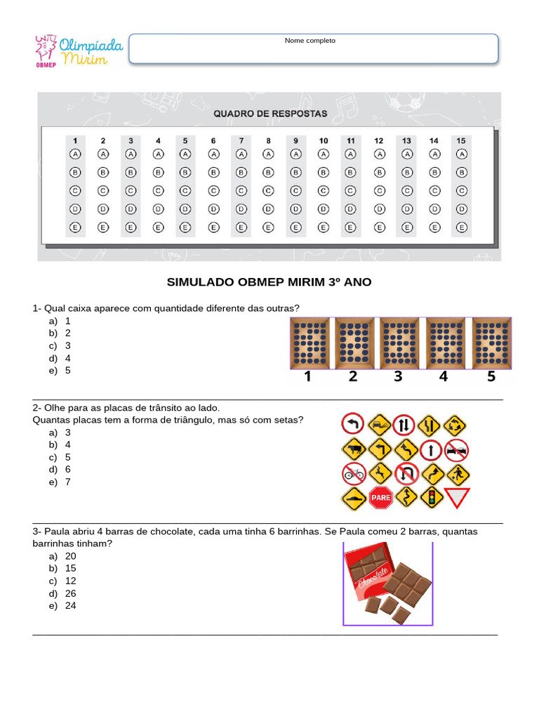 Simulado OBMEP Mirim | PDF | Vermelho