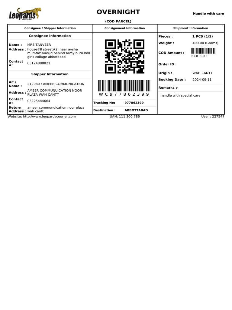 Parcel Delivery Notice | PDF