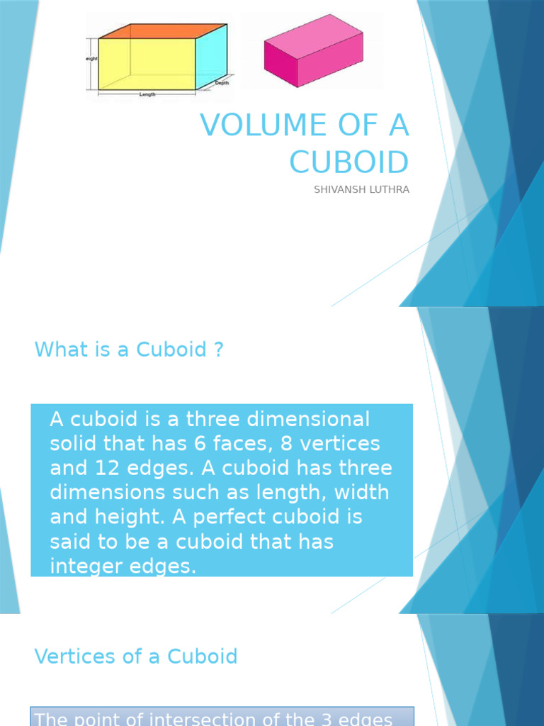 Volume Calculation of a Cuboid | PDF