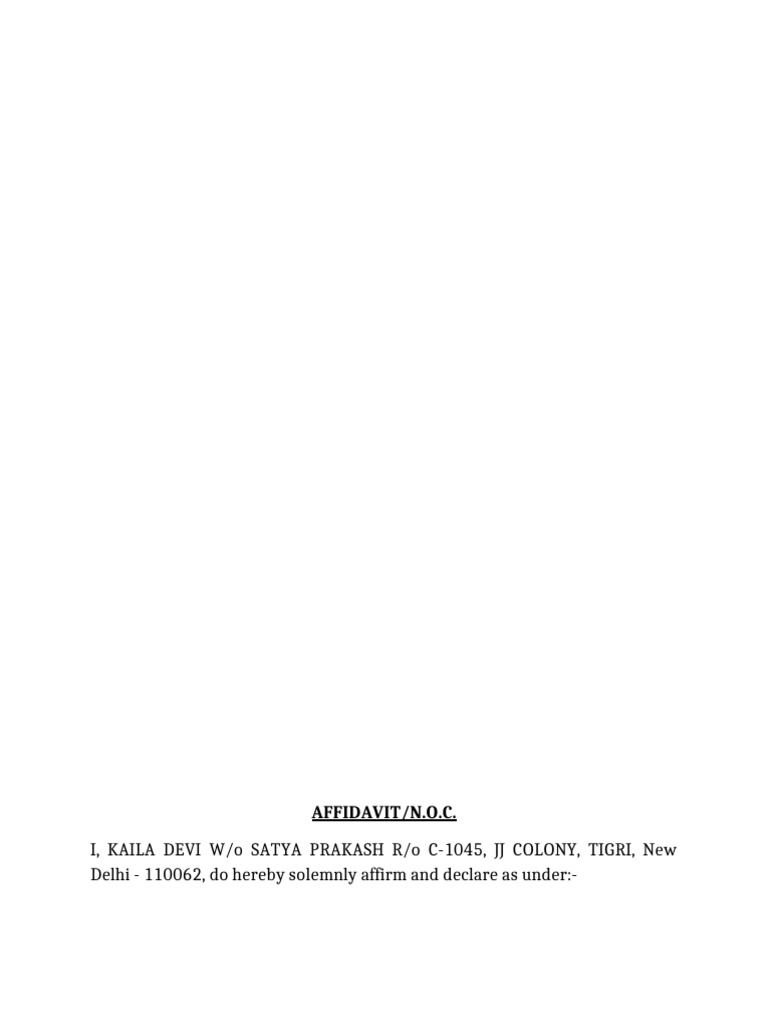 Affidavit for No Objection Certificate | PDF