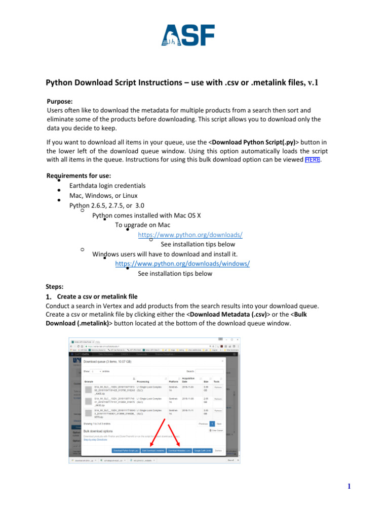 Asf Datarecipe Python Download Script v1 | PDF | Microsoft Windows ...