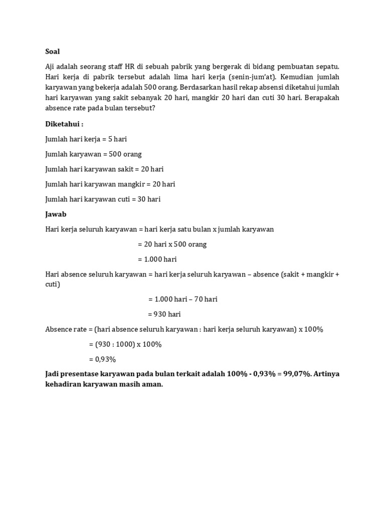 Tugas 15 Absence Rate | PDF