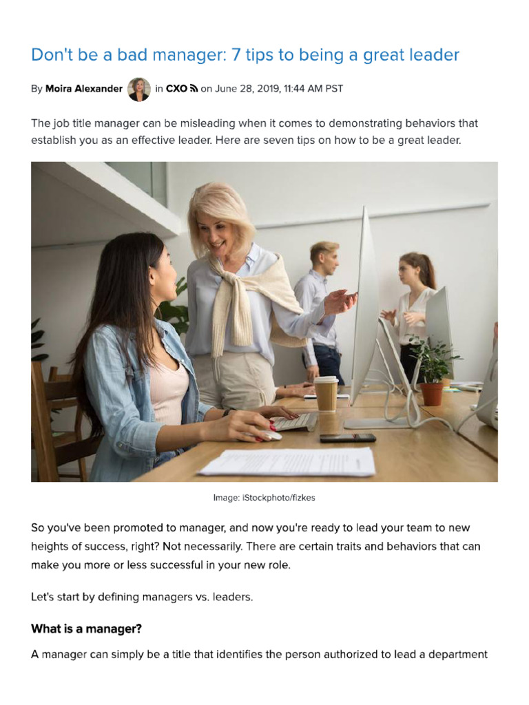 Don't Be A Bad Manager - 7 Tips To Being A Great Leader - TechRepublic ...