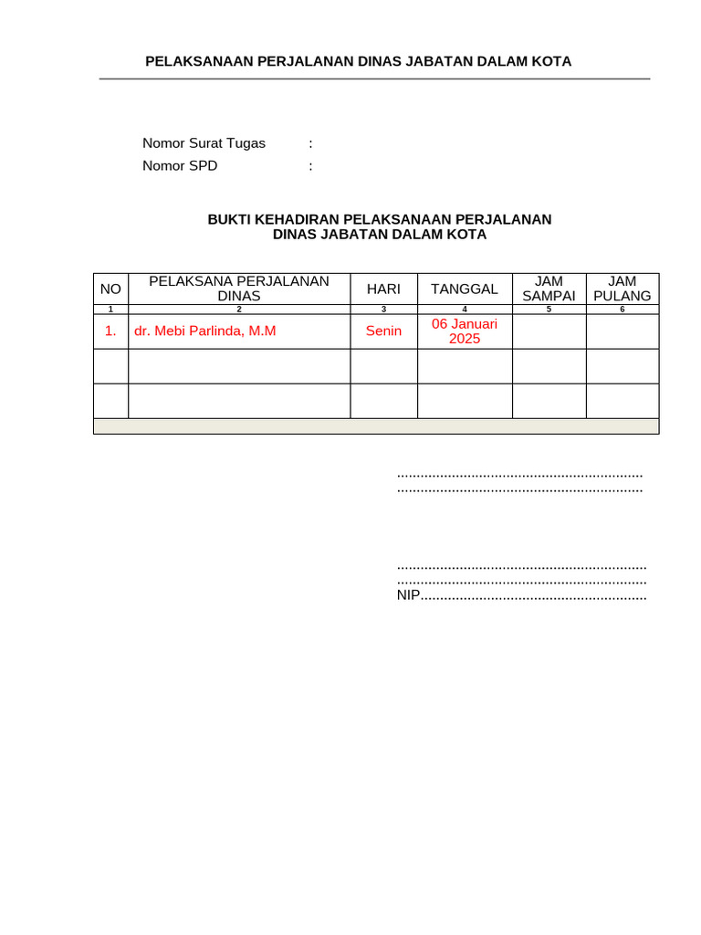 Form - Bukti Kehadiran 2025 | PDF