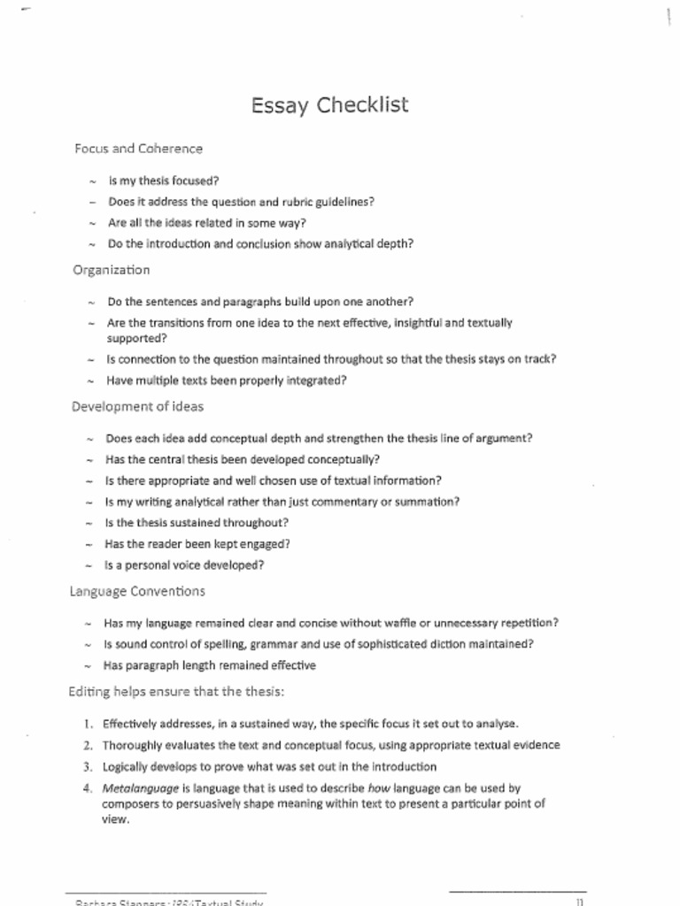 Essay Checklist | PDF