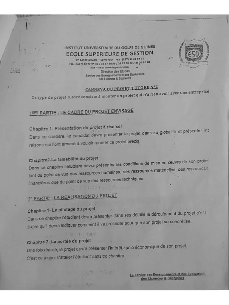 Canevas Projet Tutore | PDF