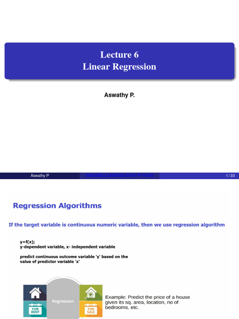 Lec 6 ML S4 Linear Regression | PDF | Machine Learning | Linear Regression