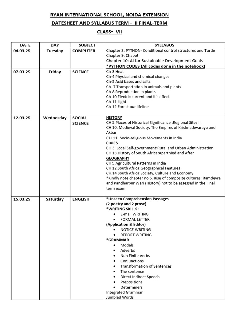 CLASS - 7 Final | PDF
