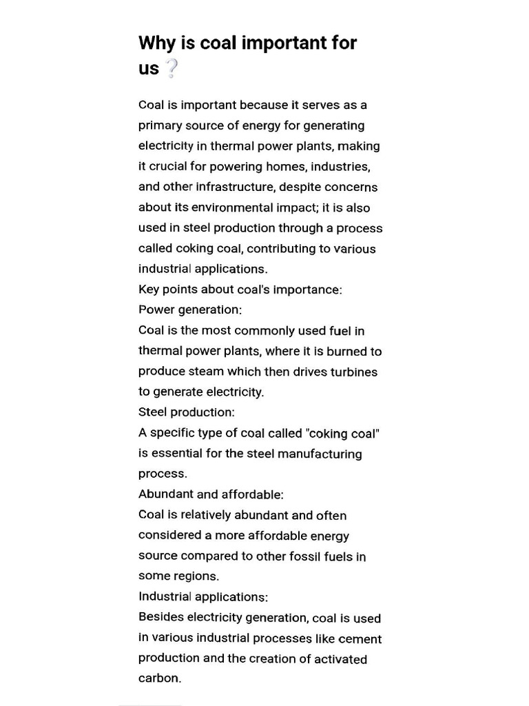 Importance of Coal | PDF