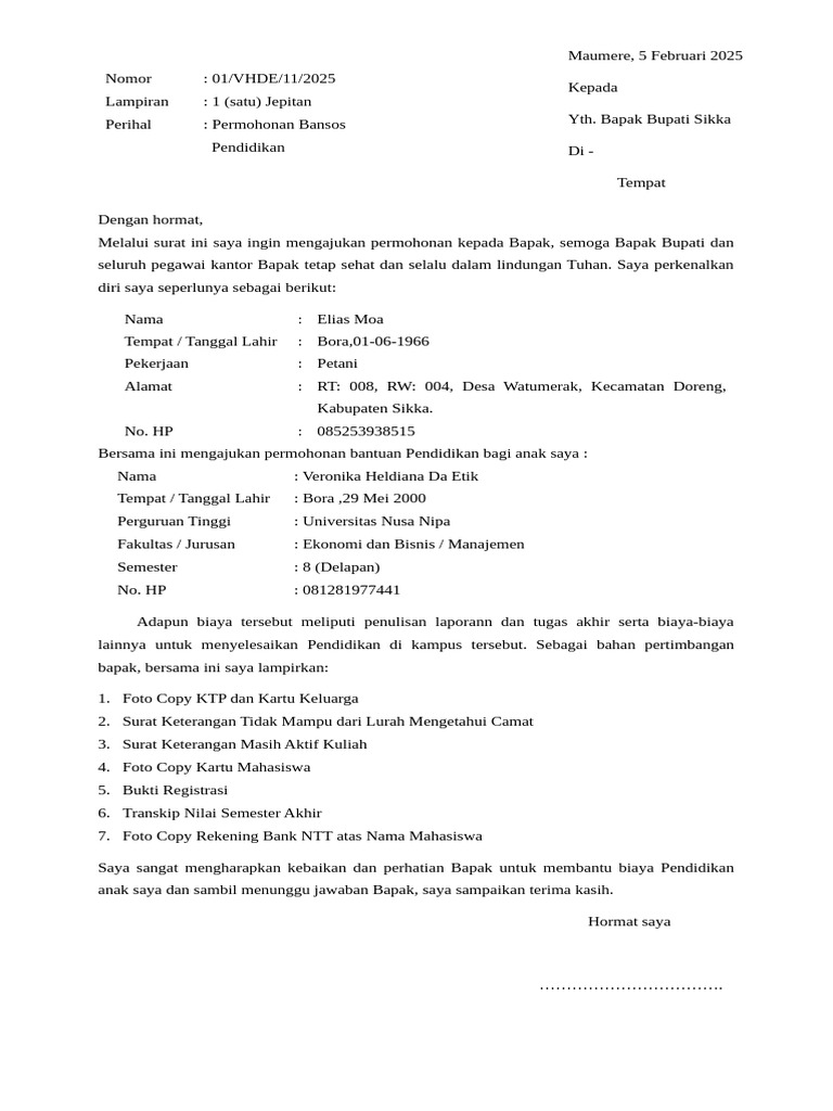 formulir bansos | PDF