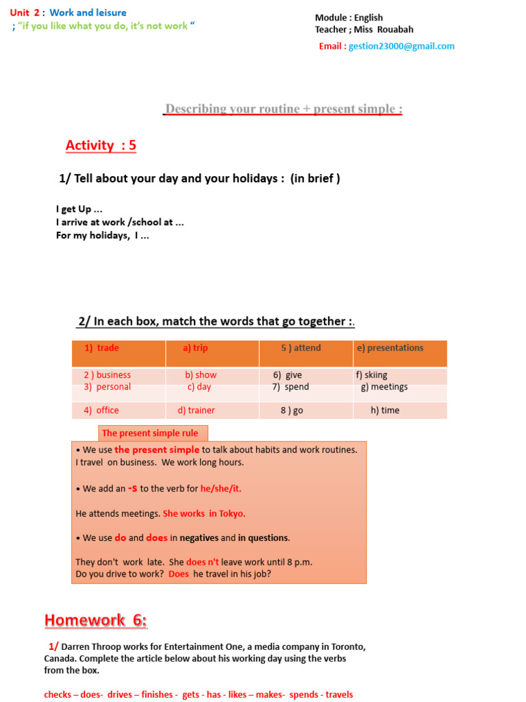 Describing Your Routine +present Simple | PDF | Linguistics | Language ...