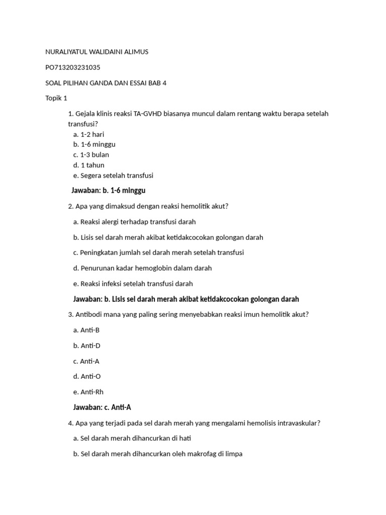 Soal Pilihan Ganda Dan Essai Bab 4 | PDF