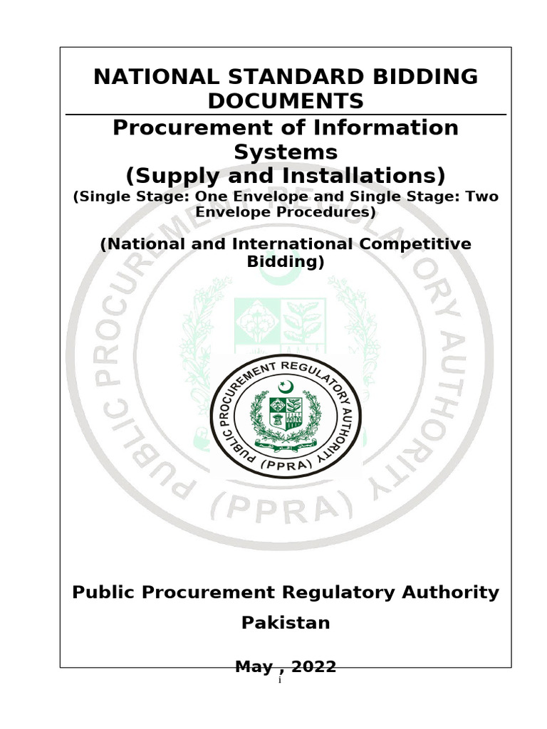 PPRA SBD for Supply Installations | PDF | Specification (Technical ...