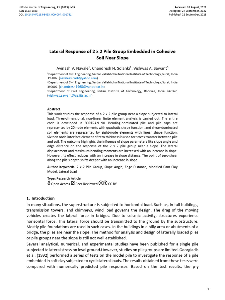 Lateral Response of 2 X 2 Pile Group Embedded in C-2 | PDF | Deep Foundation | Finite Element Method
