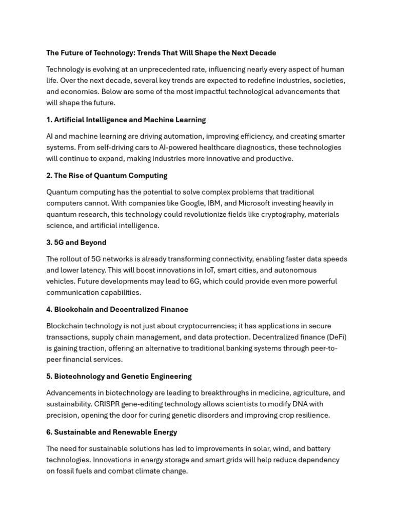 Key Tech Trends for the Next Decade | PDF | Artificial Intelligence ...