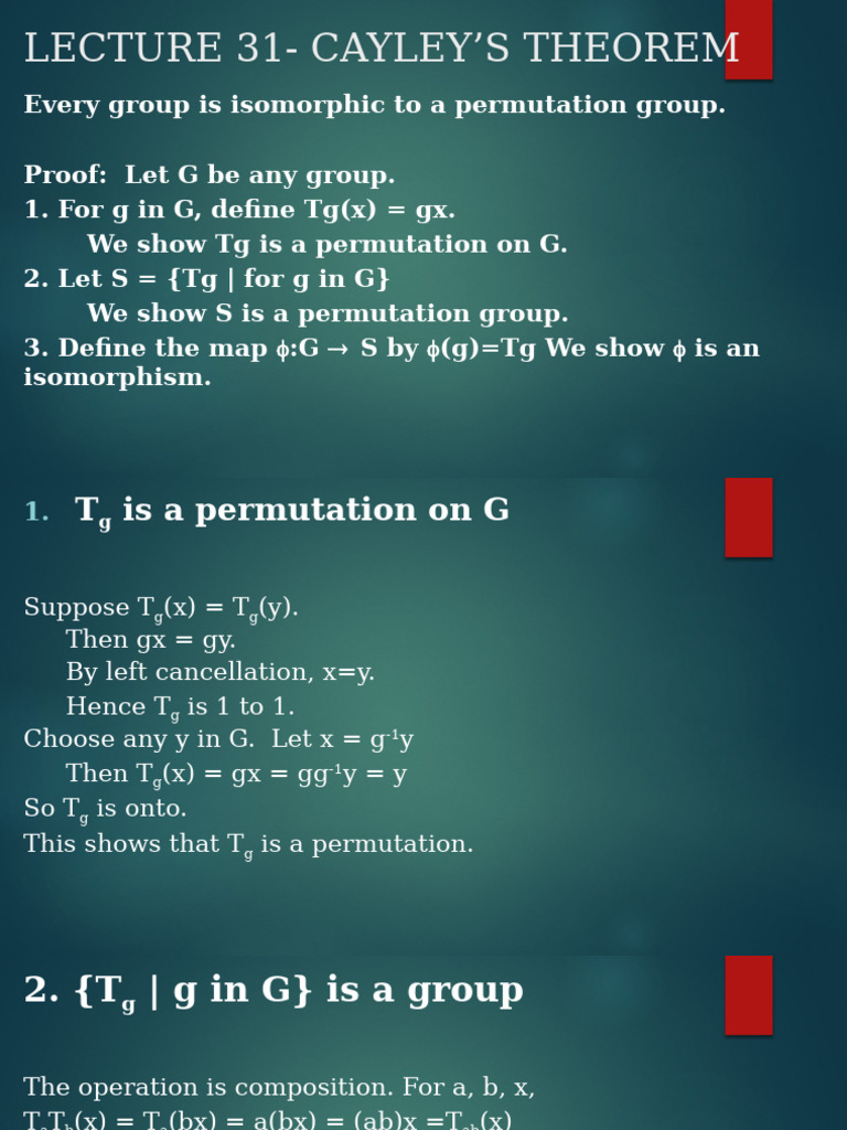 LECTURE 31- CAYLEY’S THEOREM | PDF