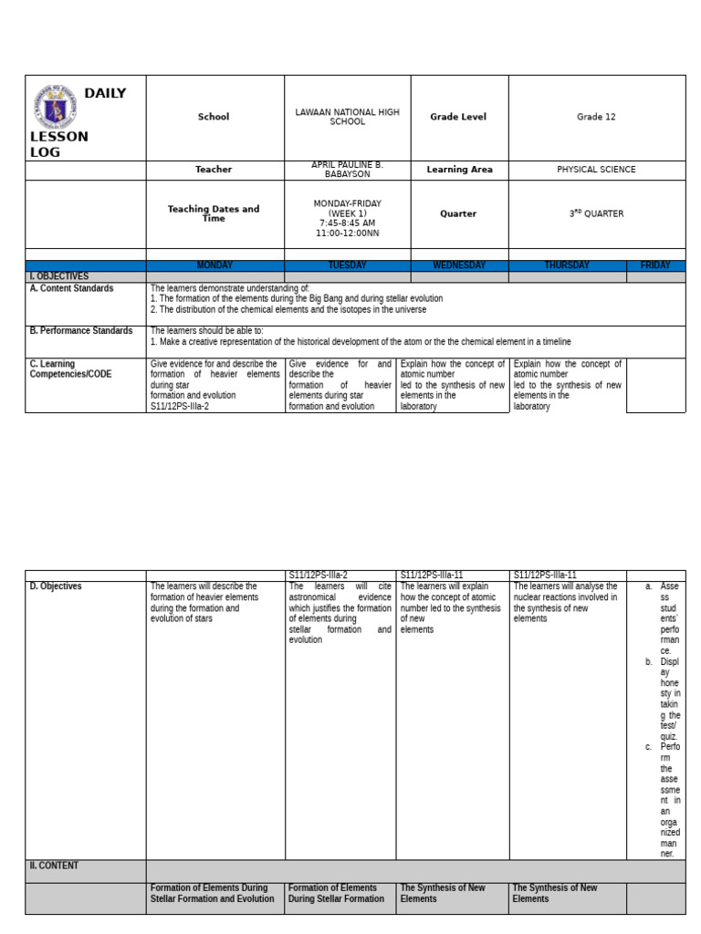 Grade 12 Physical Science Lesson Plan | PDF | Radioactive Decay ...