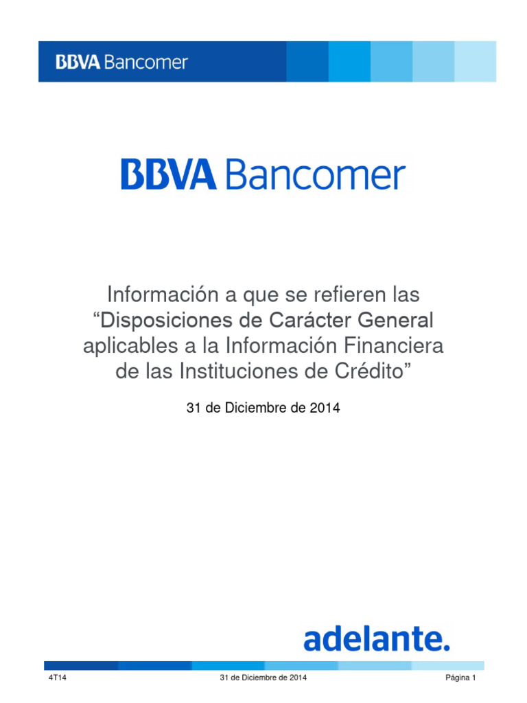 bbva_bancomer_4t14 | PDF | Contabilidad | Riesgo crediticio