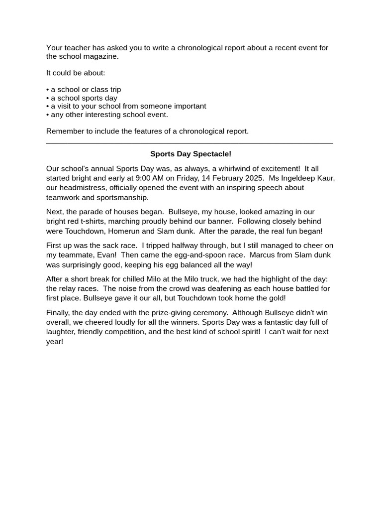 School Sports Day Report 2025 | PDF