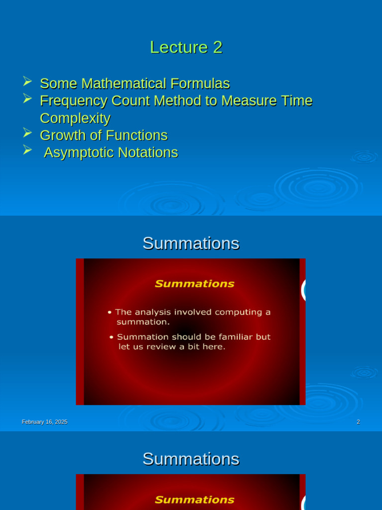 2 Asymtotic Notations | PDF | Time Complexity | Summation